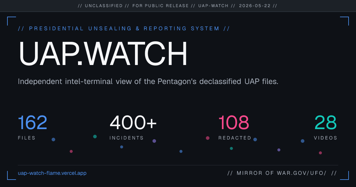 UAP.WATCH — Declassified UFO / UAP Files (Pentagon PURSUE Program)
